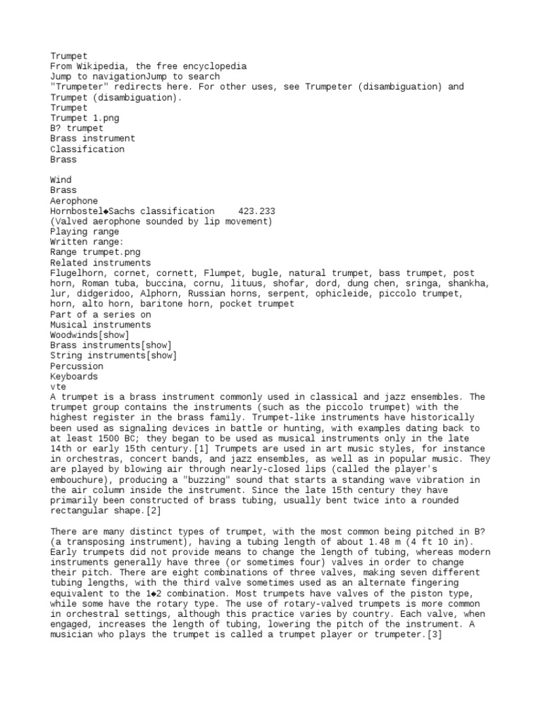 Trumpet | PDF | Trumpet | Brass Instruments