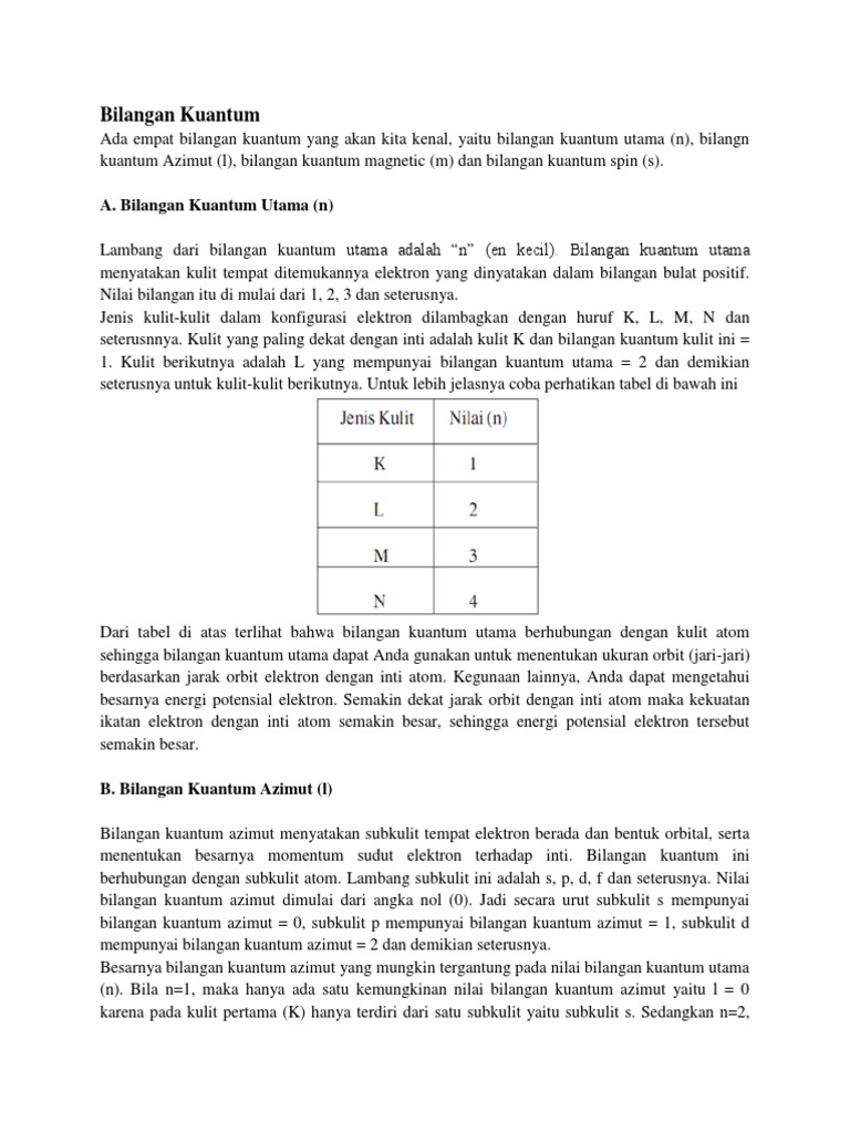 Bilangan Kuantum, Bentuk Molekul, Dan Tipe Molekul | PDF | Metode & Bahan Ajar | Sains & Matematika