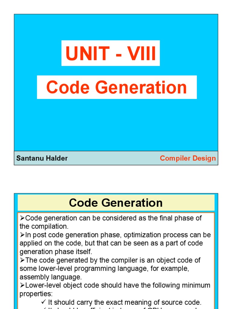 8-Code Generation PDF | Download Free PDF | Program Optimization | Compiler