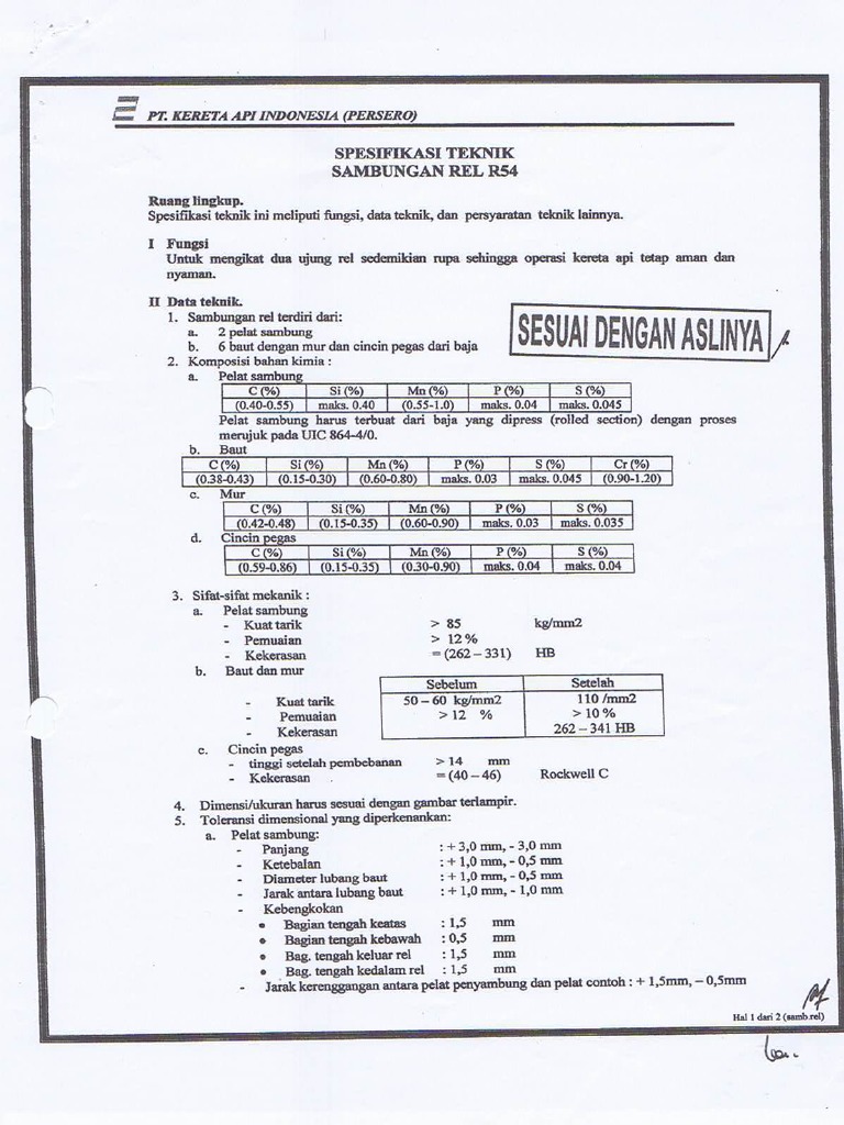 Sambungan Rel R54 | PDF