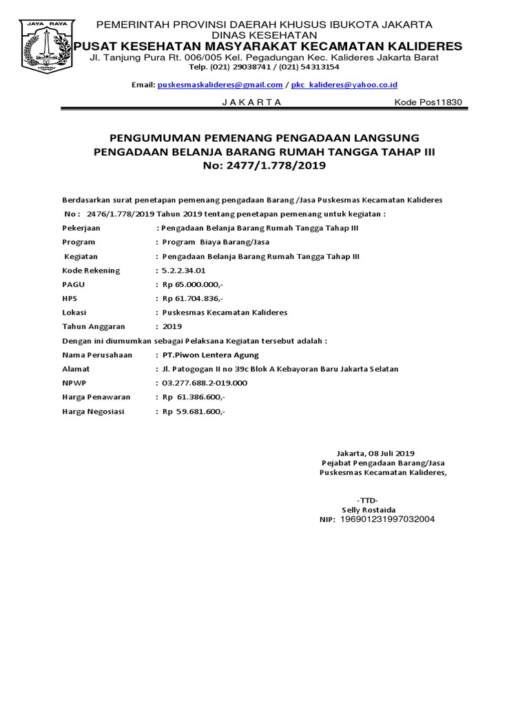 Contoh Surat Lelang | PDF