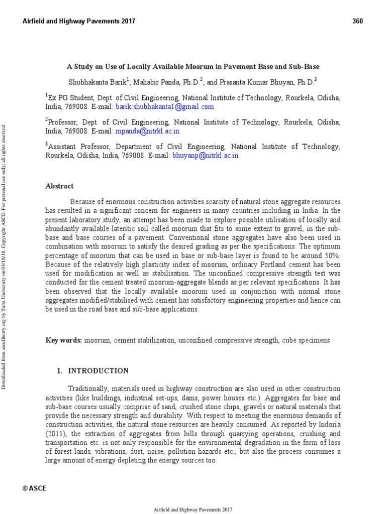 A Study On Use of Locally Available Moorum in Pavement Base and Sub ...