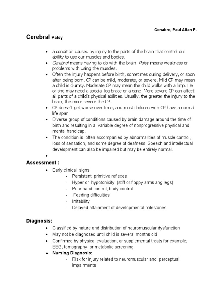 Cerebral Palsy | PDF | Cerebral Palsy | Clinical Medicine