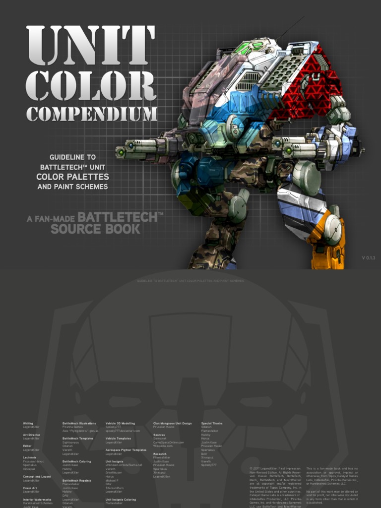 Unit Color Compendium - Unlocked | PDF | Battle Tech | Leisure