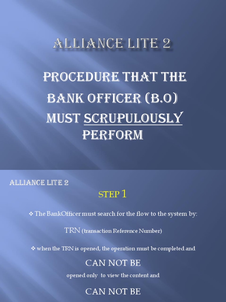 Alliance Lite 2 Transaction Procedure | PDF | Financial Technology ...