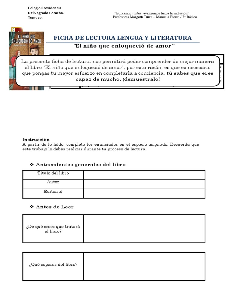 Enloqueció de amor: Ficha de lectura | PDF | Conceptos psicologicos ...