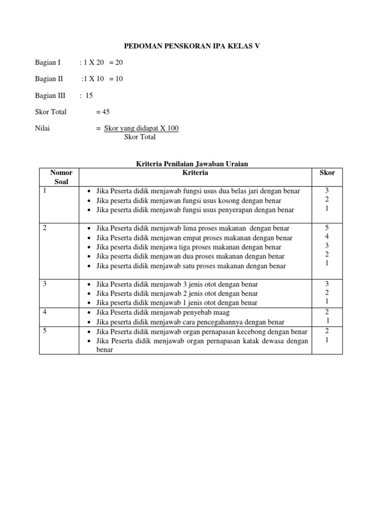 Pedoman Penskoran | PDF