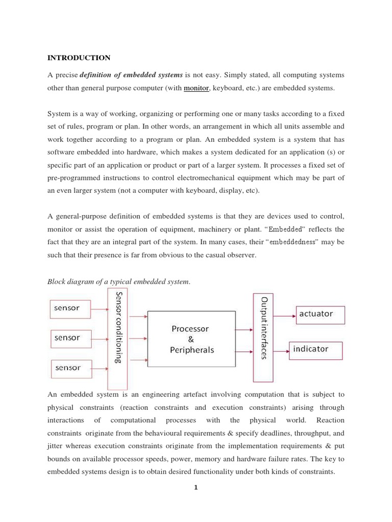 Monitor: Block Diagram of A Typical Embedded System | PDF | Access ...