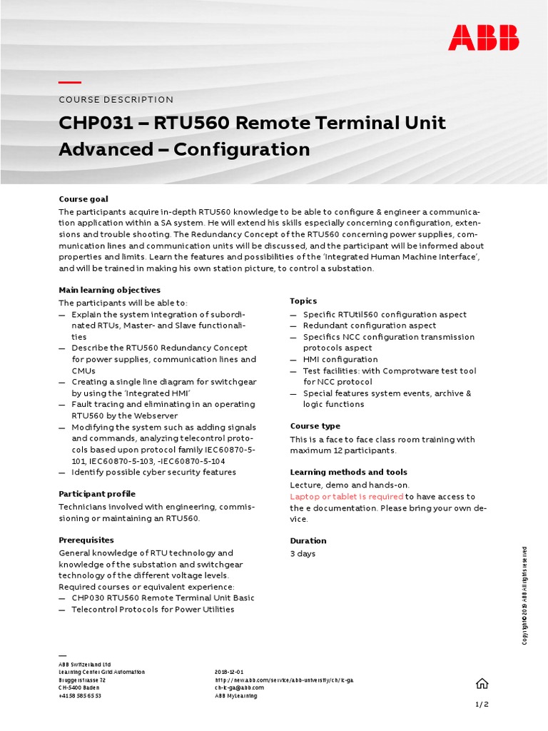 CHP031 - RTU560 Remote Terminal Unit Advance - Configuration | PDF ...