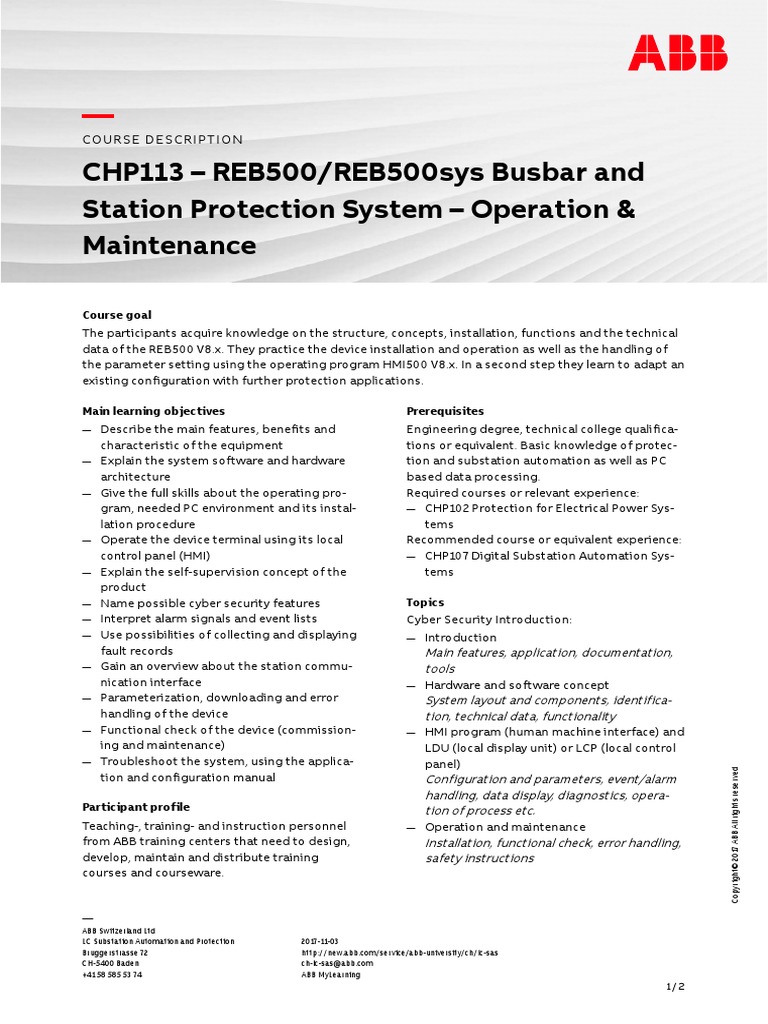 CHP113 - REB500-REB500sys Busbar and Station Protection System ...