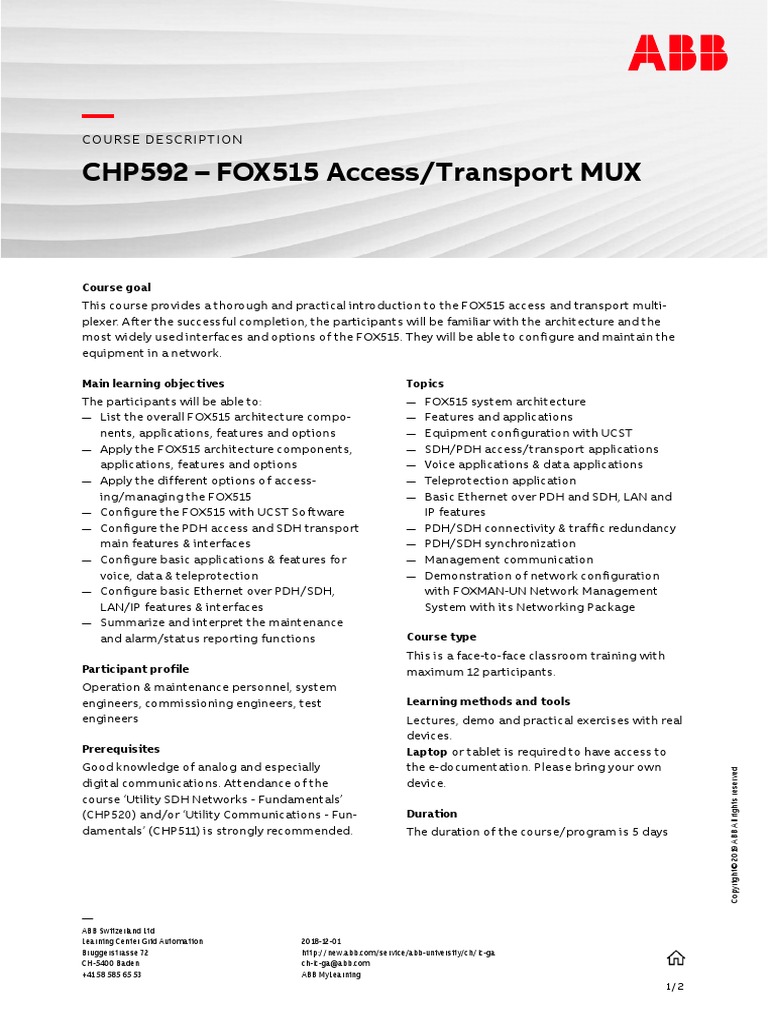 CHP592 - FOX515 Access-Transport MUX | PDF | Computer Network ...