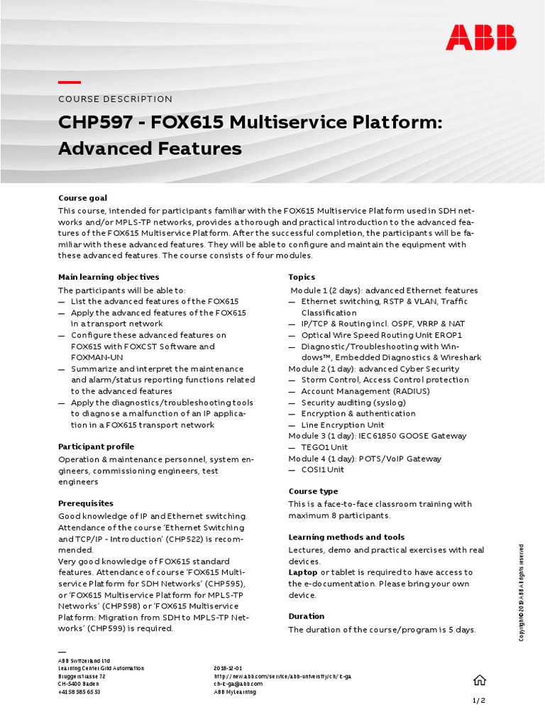 CHP597 - FOX615 Multiservice Platform Advanced Features | PDF ...