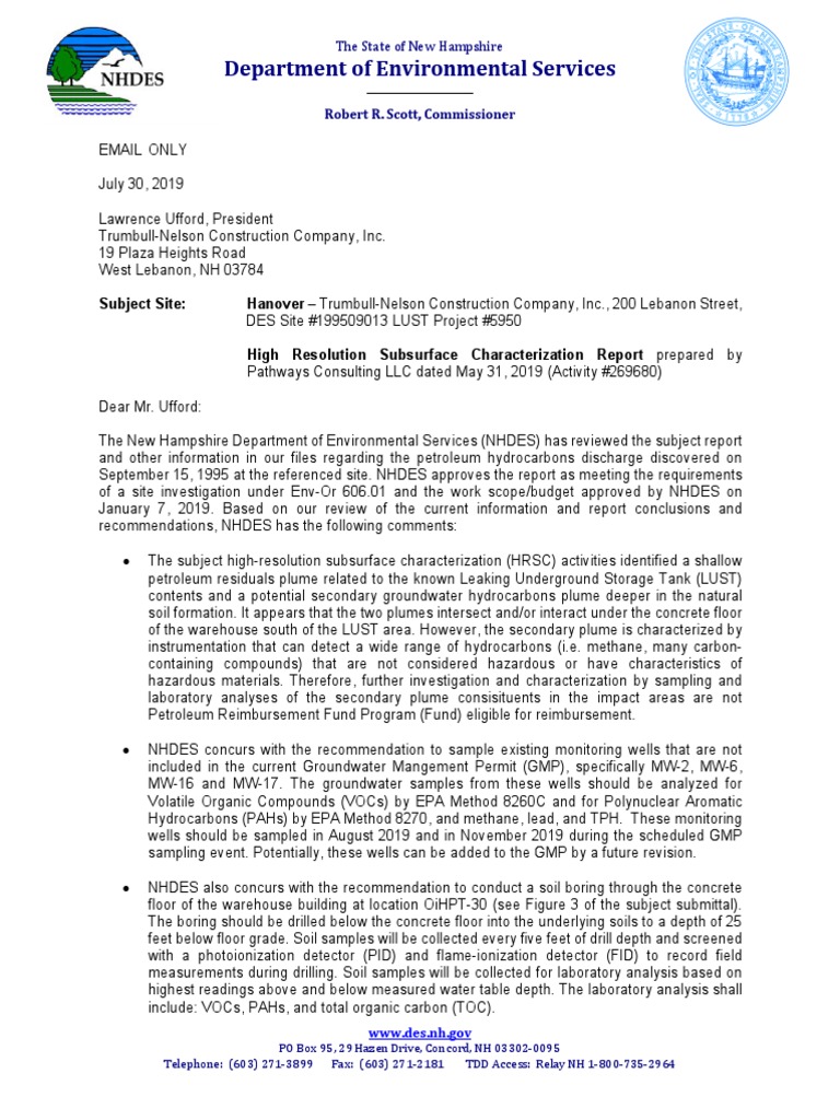 NHDES Approval of Subsurface Report | PDF | Volatile Organic Compound ...