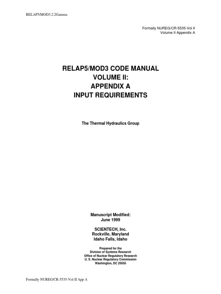 RELAP Input Manual | PDF | Input/Output | Computer Terminal