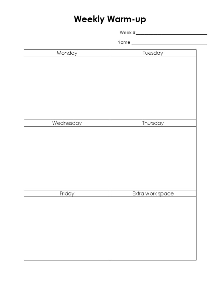 Weekly Warm Template | PDF