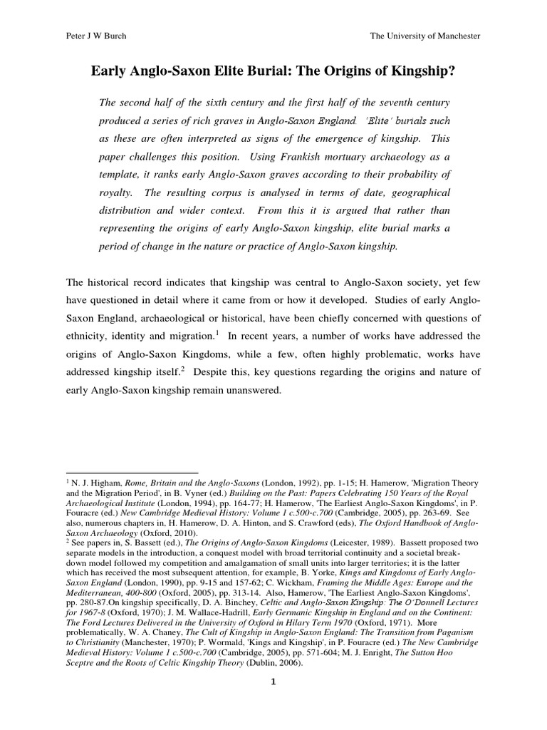 BURCH Early Anglo-Saxon Elite Burial The Origi | PDF | Anglo Saxons ...
