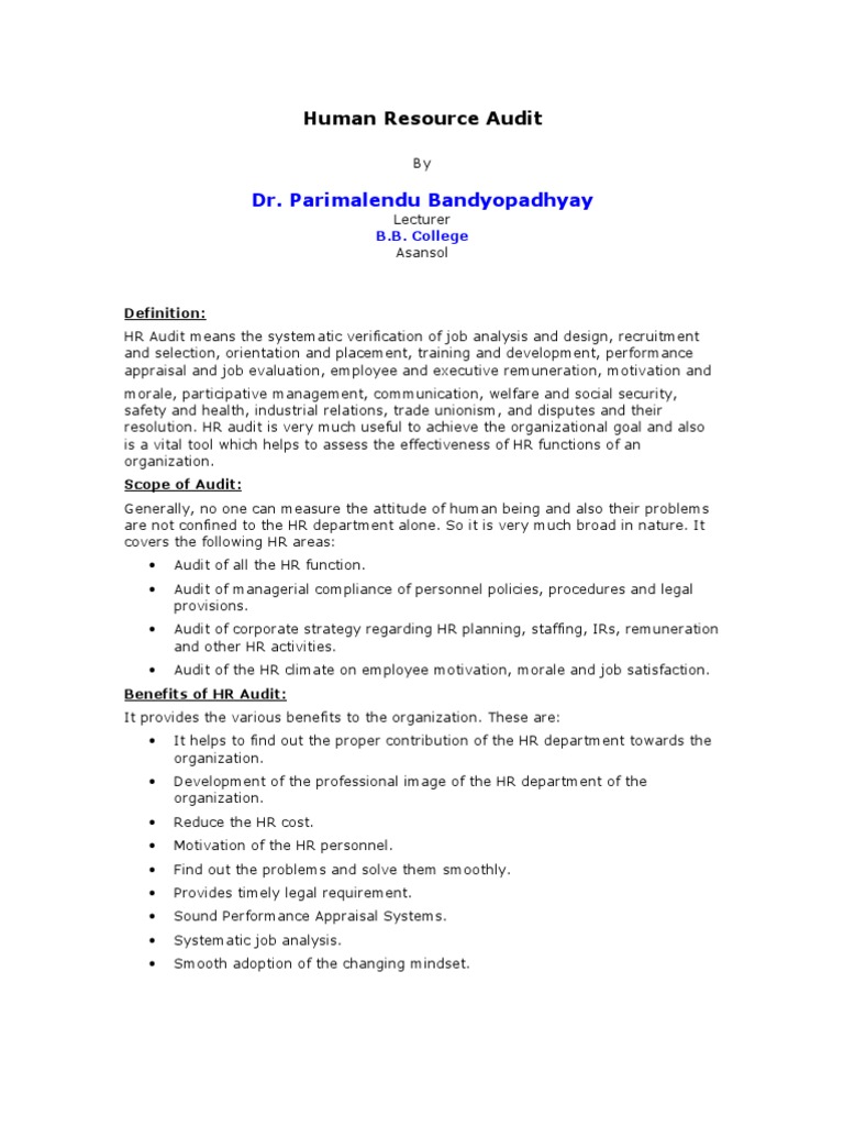 Human Resource Audit | PDF