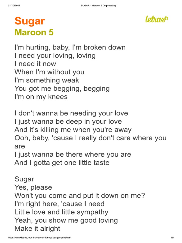 Sugar - Maroon 5 | PDF