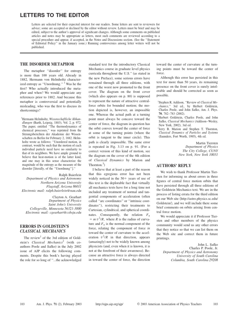 Goldstein Cover | PDF | Force | Theoretical Physics