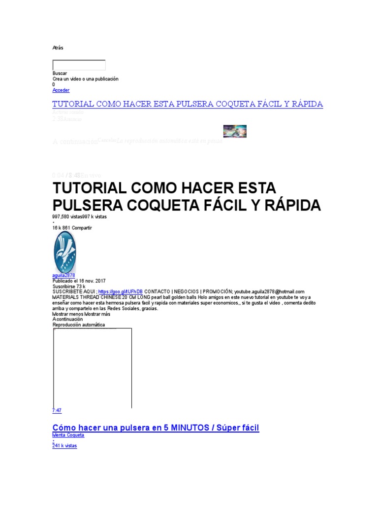 Tutorial Como Hacer Esta Pulsera Coqueta Fácil y Rápida - Youtube | PDF | Joyería | Diseño