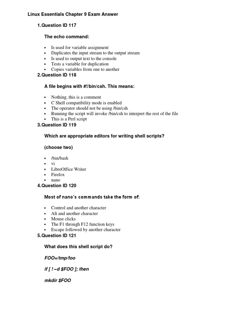 Linux Essentials Chapter 9 Exam Answer | Download Free PDF | Control Flow | Computer Engineering
