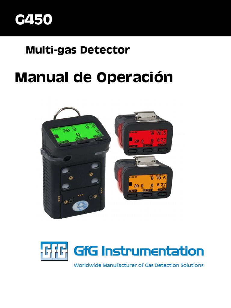 Manual de Operacion Detector de Gases GFG G450 | PDF | Monóxido de ...