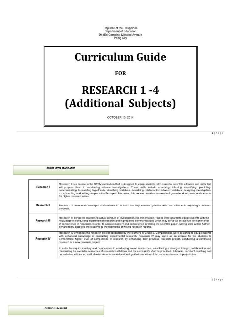 Research 1 4 Stem Curriculum Guide | PDF | Scientific Method | Experiment