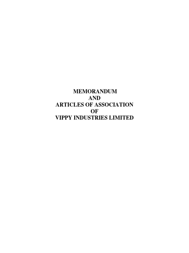Draft MOA AOA of Vipp Industries Limited | PDF | Stocks | Securities ...