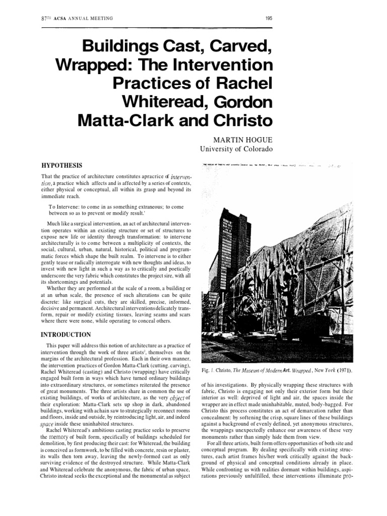 Gordon Matta-Clark, Christo e Rachel Whiteread | PDF | Museum | Art Museum