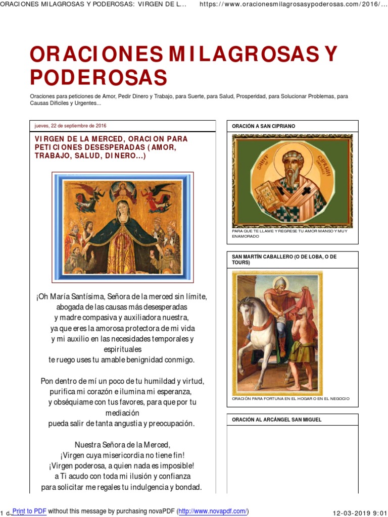 Oraciones Milagrosas y Poderosas | PDF | Oración | María, madre de Jesús