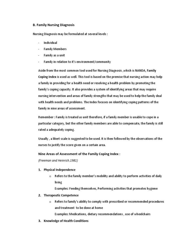 Family Nursing Diagnosis Guide | PDF | Medical Diagnosis | Coping ...