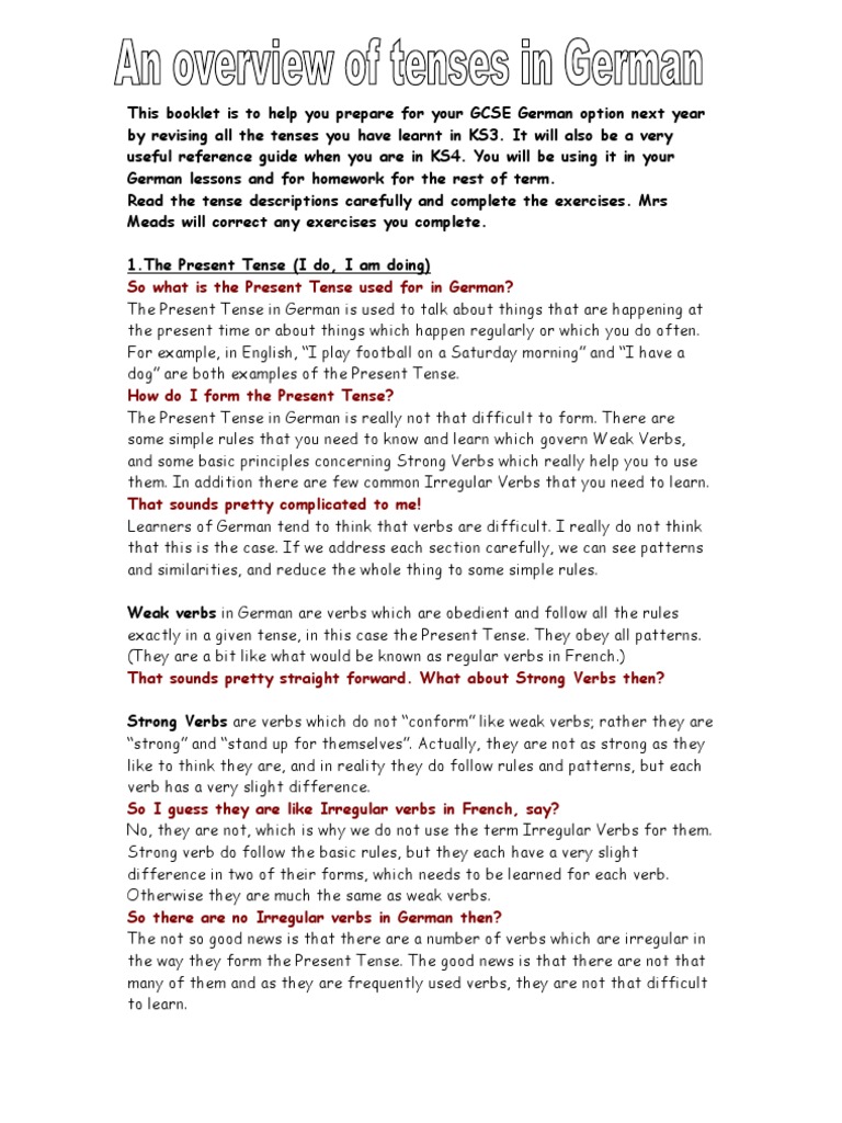 Tenses in German | PDF | Semantics | Linguistics