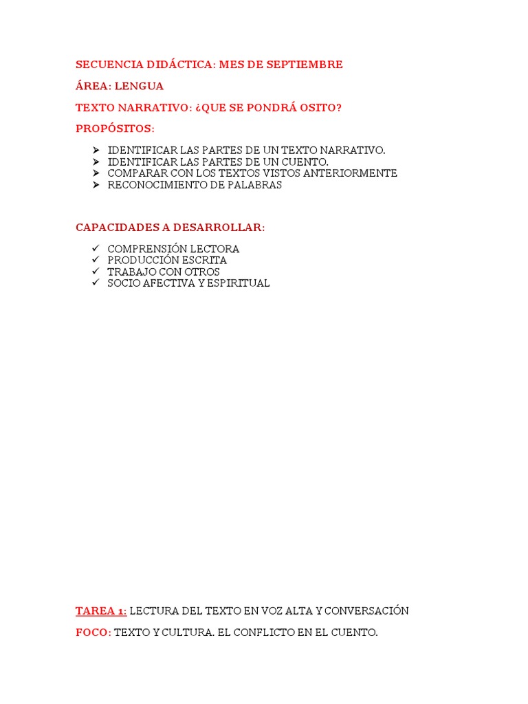 Secuencia Didáctica Que Se Pondra Osito Final | PDF | Palabra