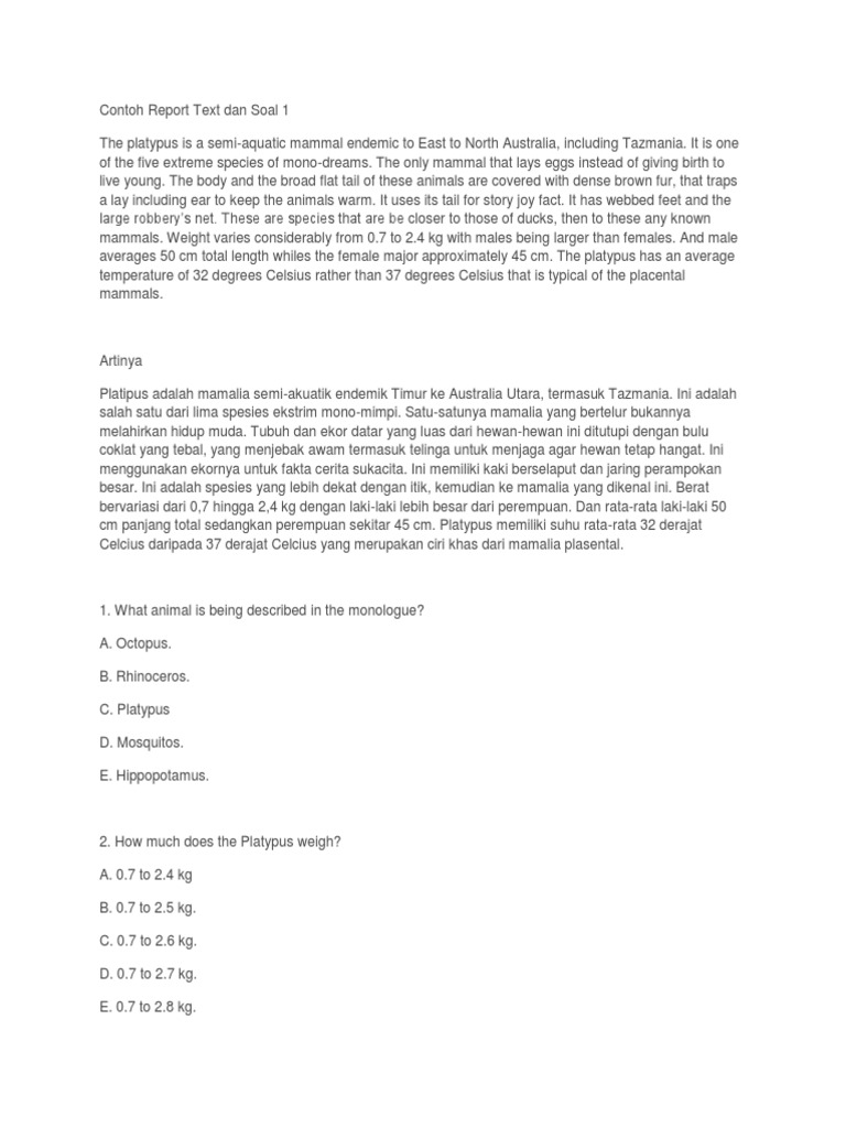 Contoh Report Text Dan Soal 1 | PDF | Komodo Dragon | Remote Sensing