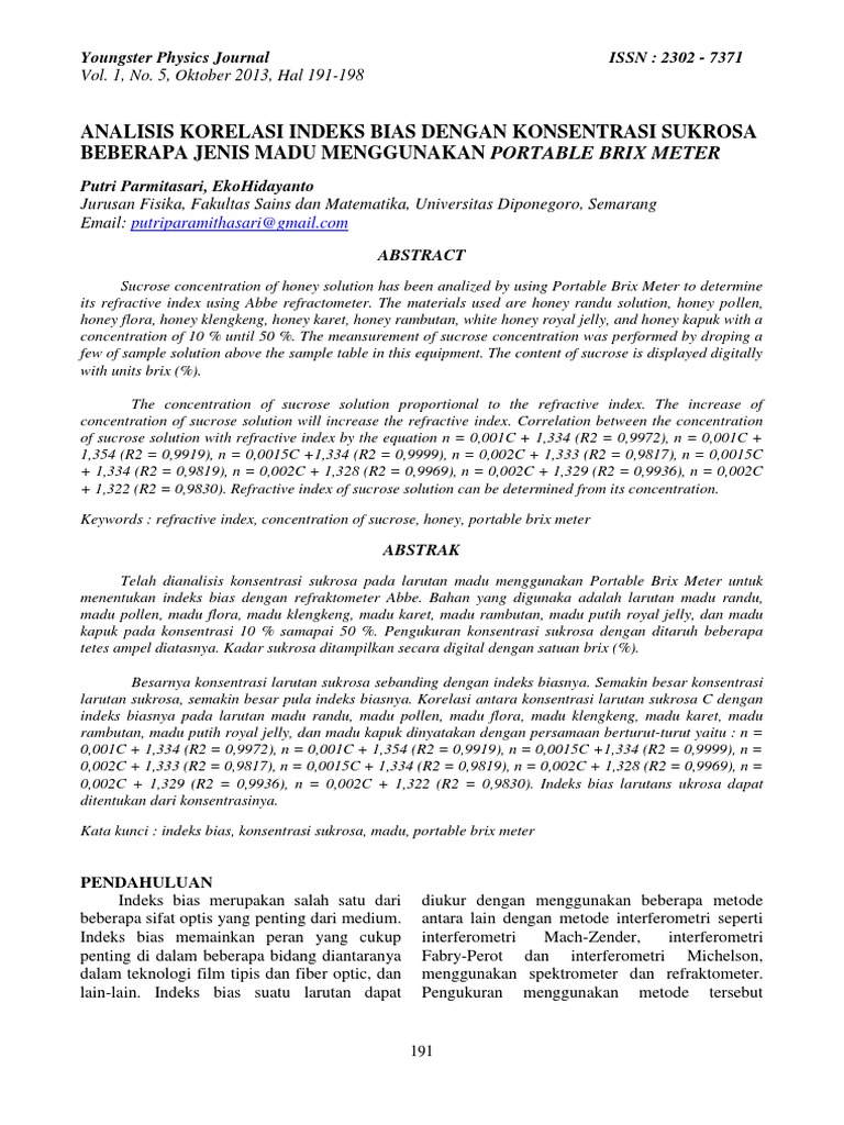Korelasi Indeks Bias Pdf Scientific Observation Winemaking