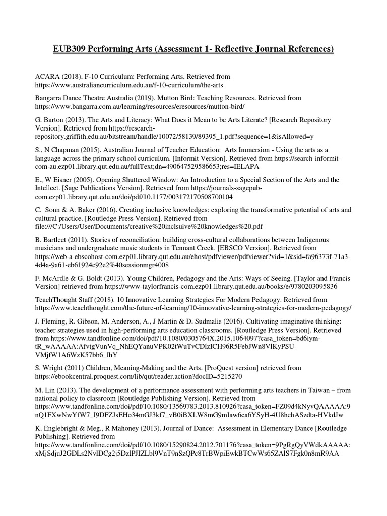 Eub309 Performing Arts References | PDF | Music Education | Education ...