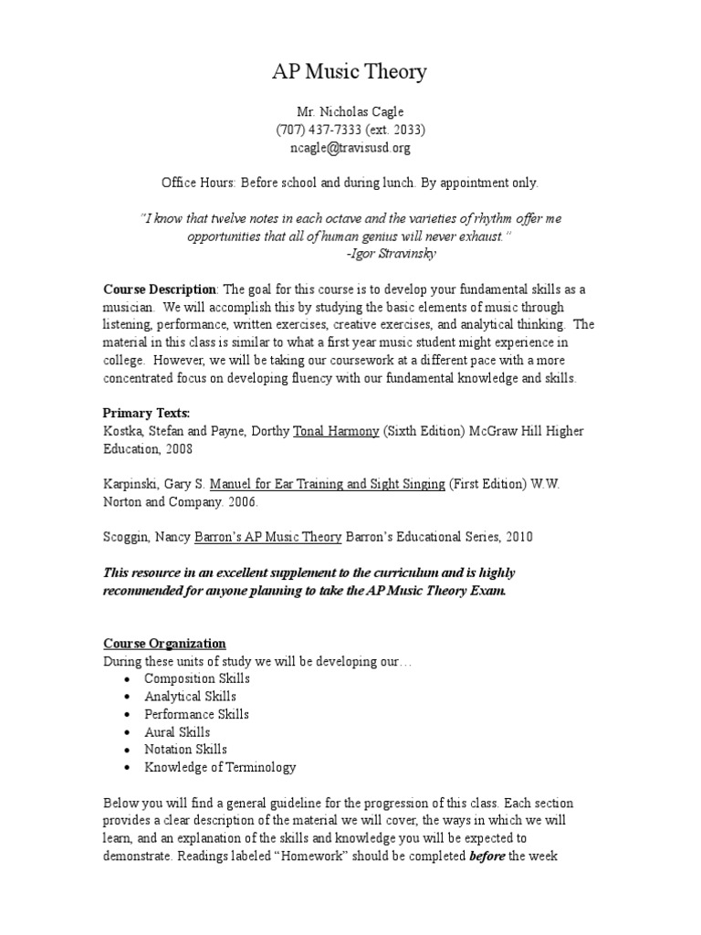AP Music Theory Course Guide | PDF | Chord (Music) | Interval (Music)