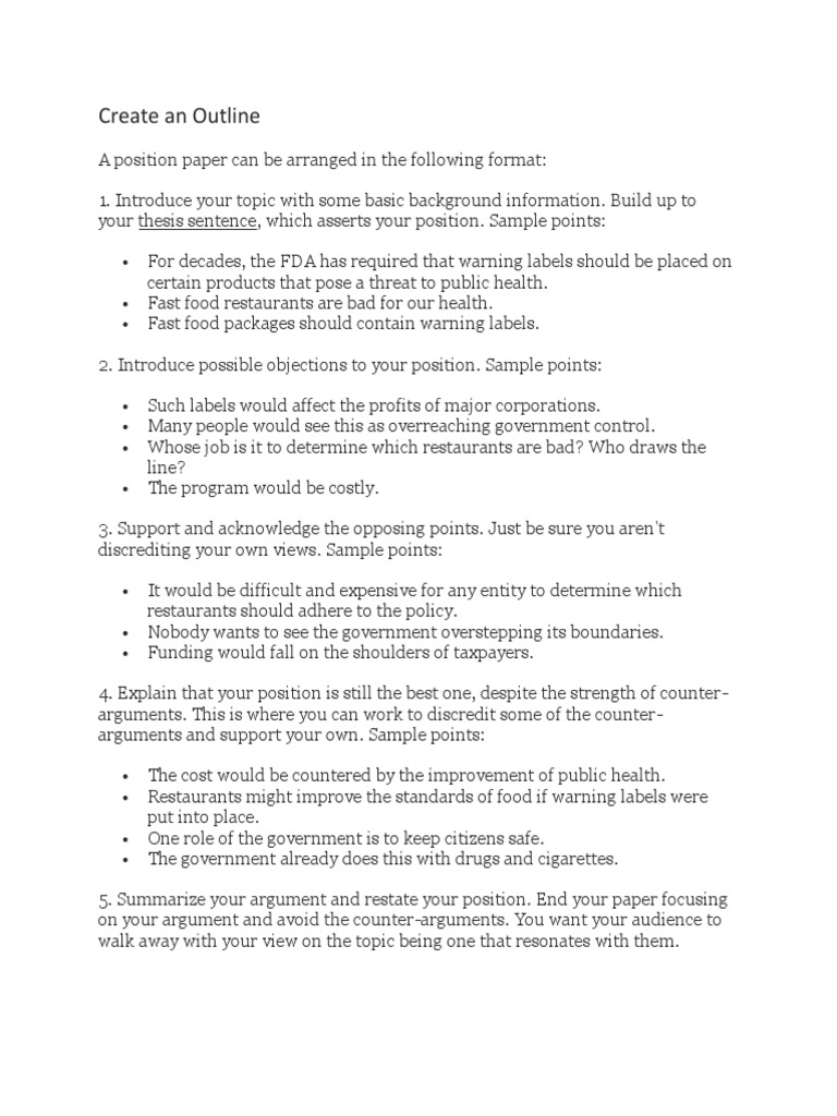 A Guide to Developing a Strong Position Paper on Requiring Warning ...