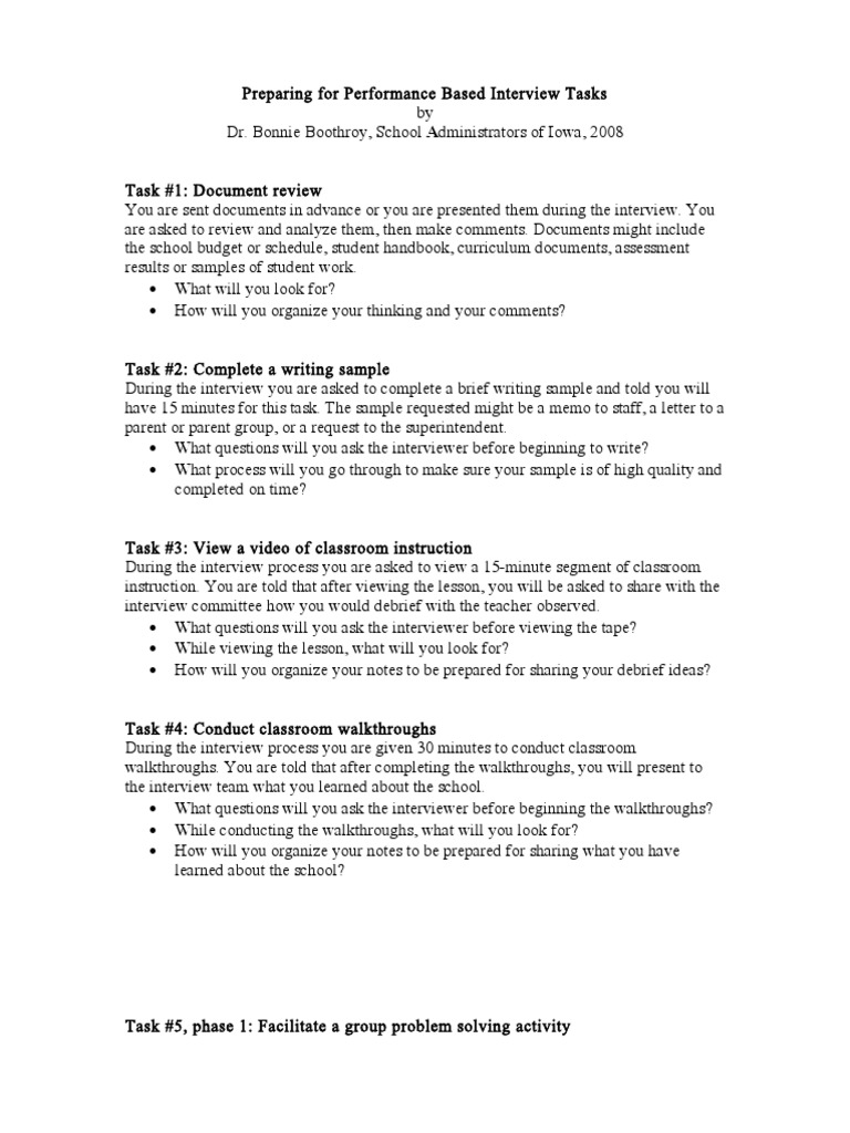 Performance Based Tasks | PDF | Interview | Community