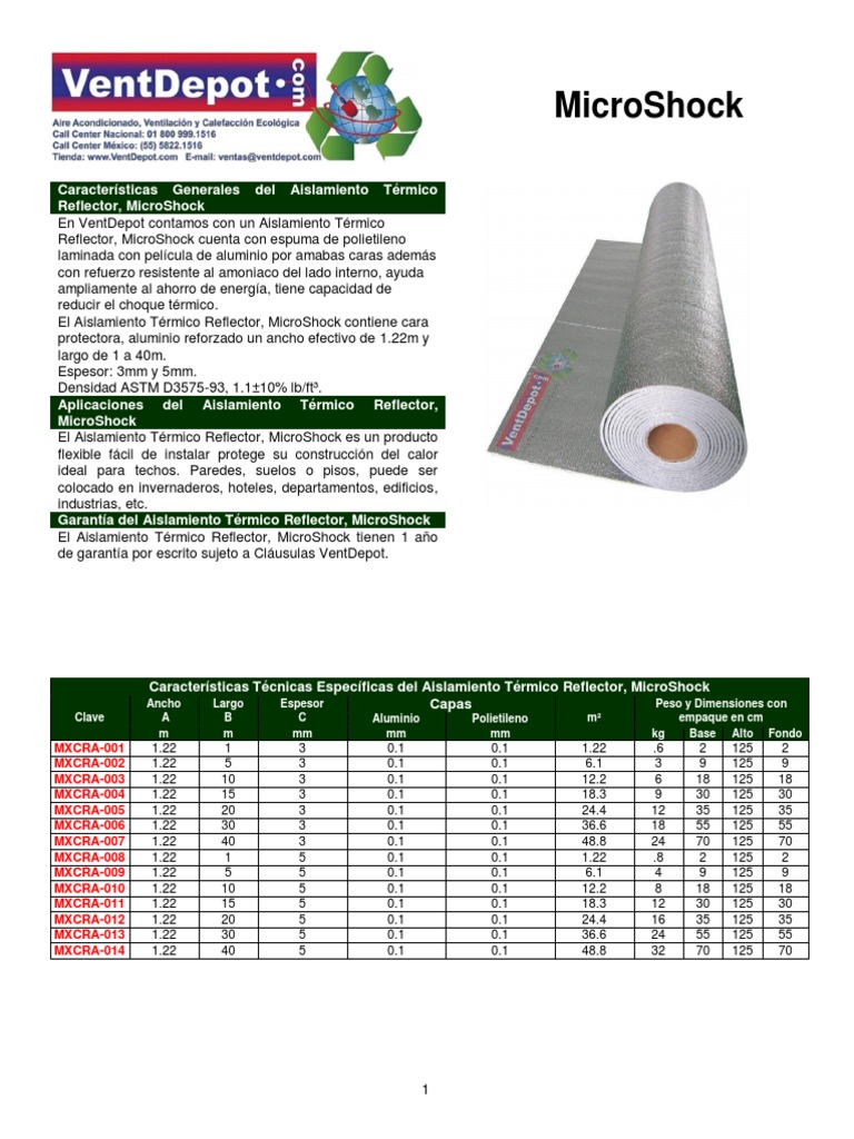 Aislamiento Termico MicroShock CRA VD Mexico | PDF | Aislamiento ...