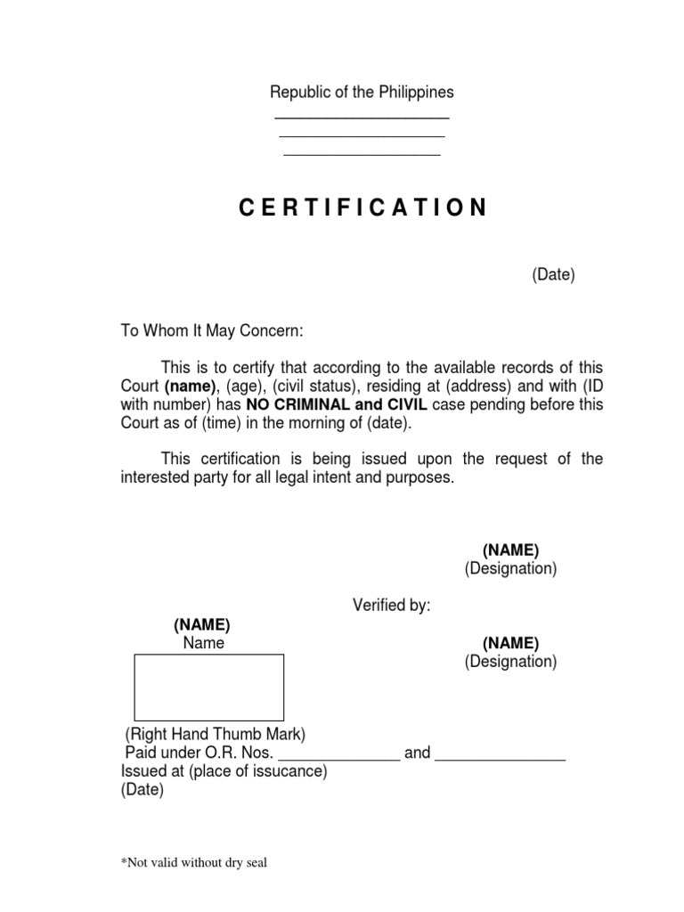 Certification: Not Valid Without Dry Seal | PDF | Government ...