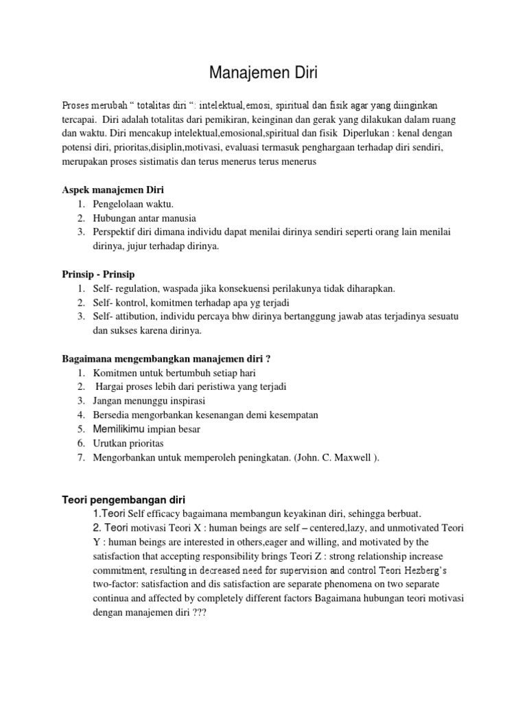 Manajemen Diri | PDF