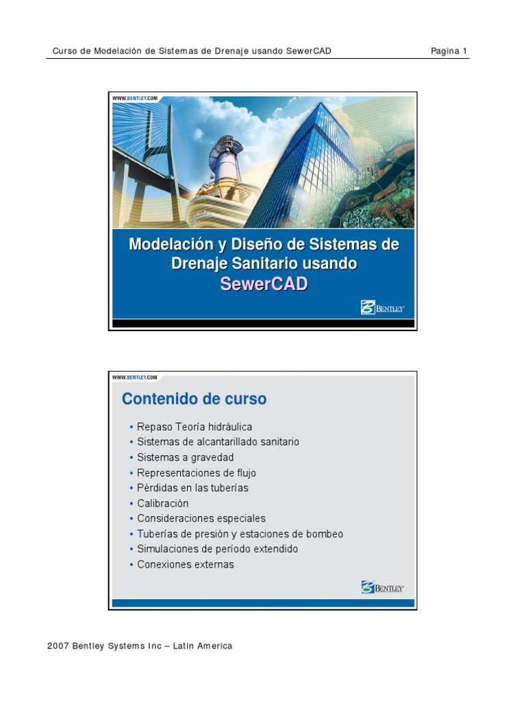 Curso SewerCAD: Modelación de Drenaje | PDF | Drenaje | Bomba