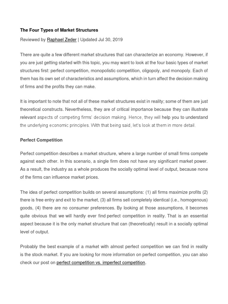 Understanding Four Market Structures | PDF | Monopoly | Perfect Competition