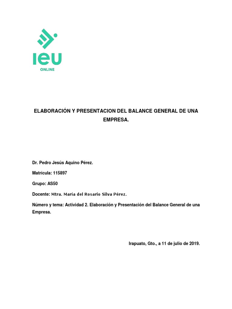 Balance General: Elaboración y Presentación | PDF | Contabilidad ...