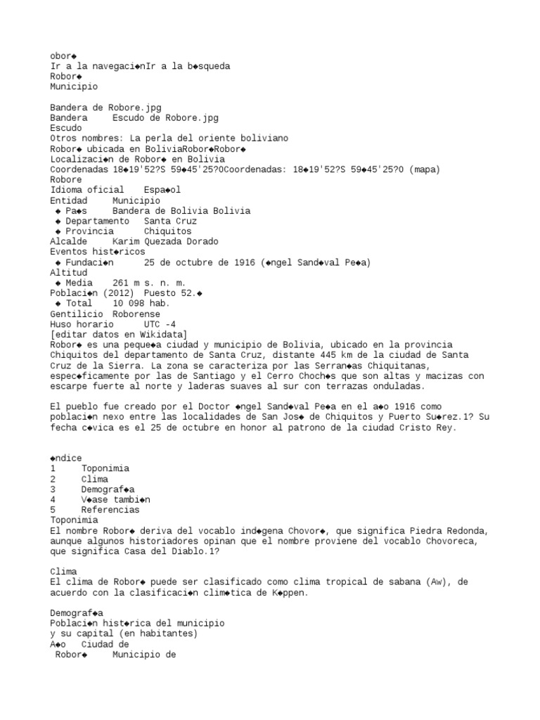 Roboré, una pequeña ciudad y municipio en Bolivia | PDF | Wikipedia ...