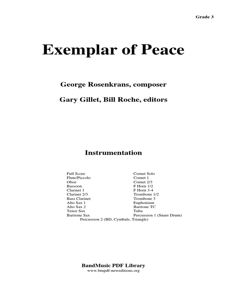 Exemplar of Peace - Score | PDF | Saxophone | Music Technology