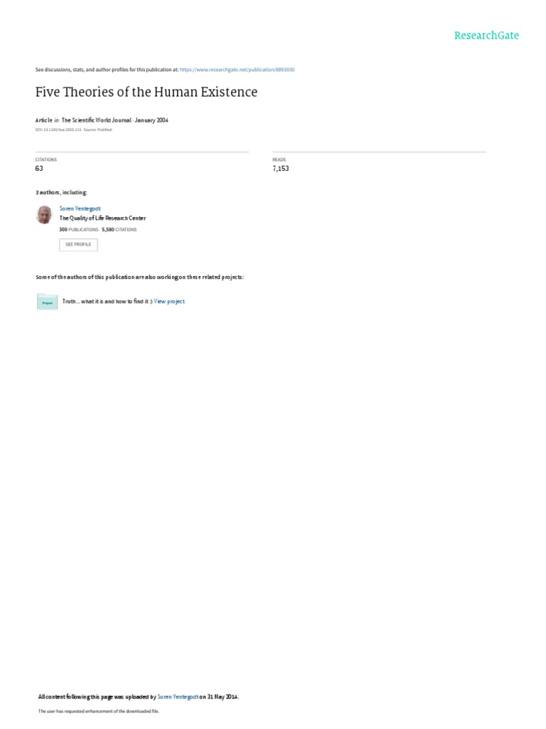 Five Theories of Human Existence | Download Free PDF | Alternative ...