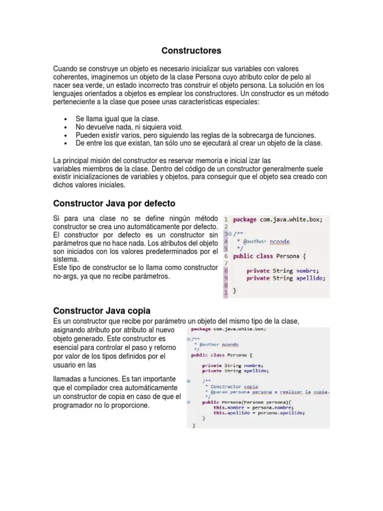 Constructores en Java | PDF | Constructor (Programación Orientada a Objetos) | Programación