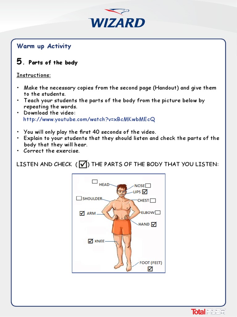 Warm Up - Parts of The Body | PDF